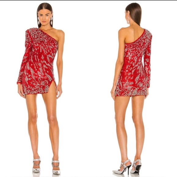 DUNDAS | Dresses | Dundas X Revolve Jett Embellished Mini Dress In Red ...